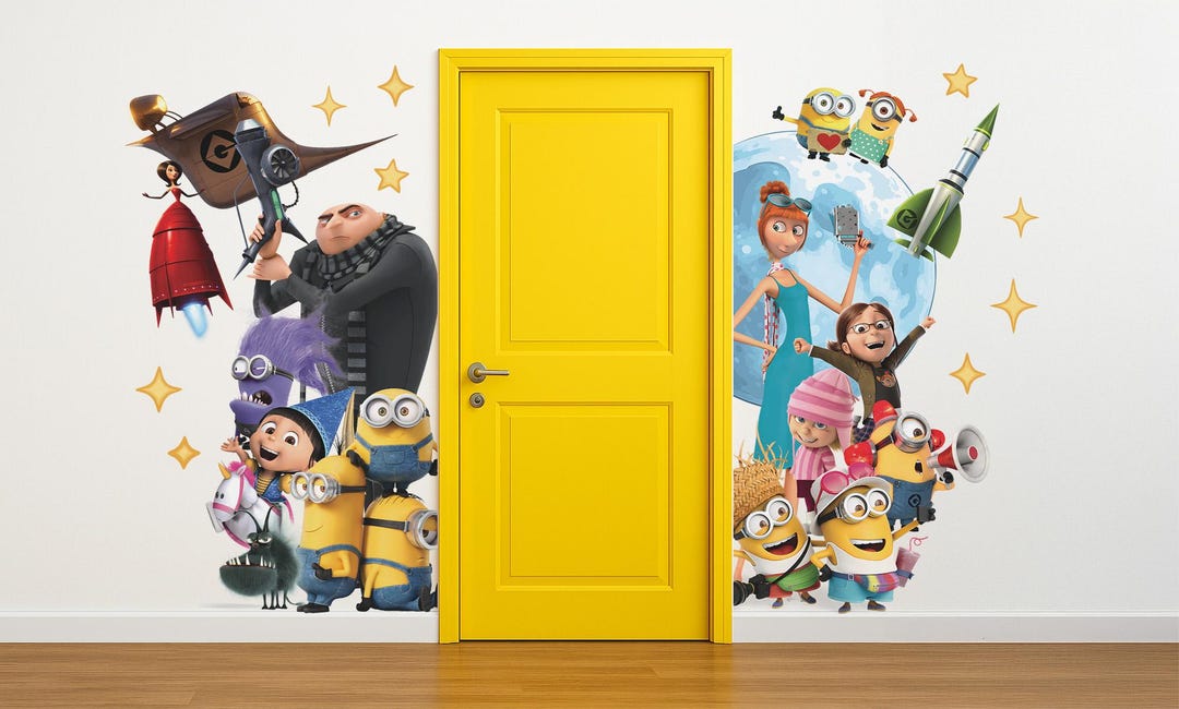 Door Wall Art Minions Wallpaper - Removable Wallpaper - Peel and Stick ...