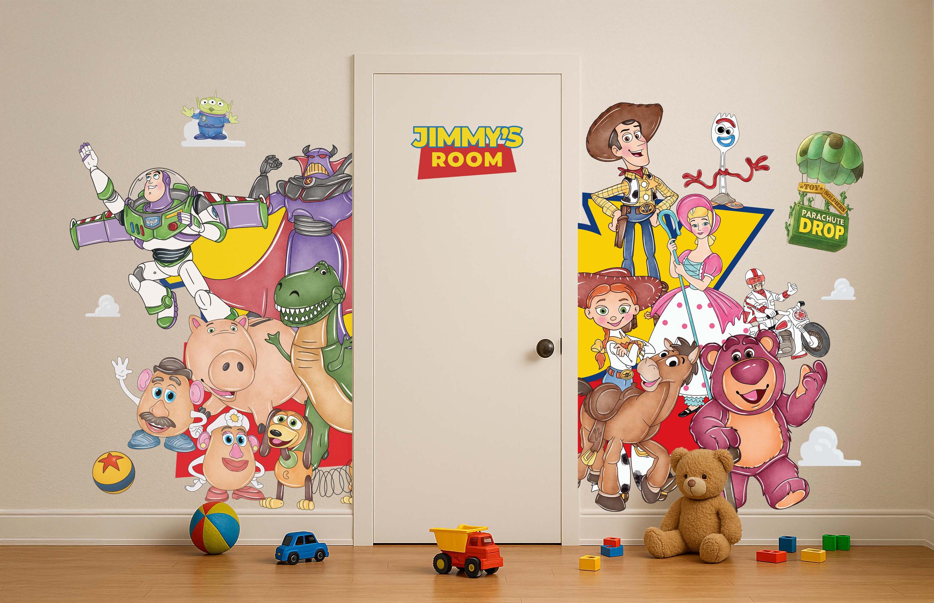 Custom Name Wall Decal Toy Story Wall Sticker Buzz Lightyear Woody ...