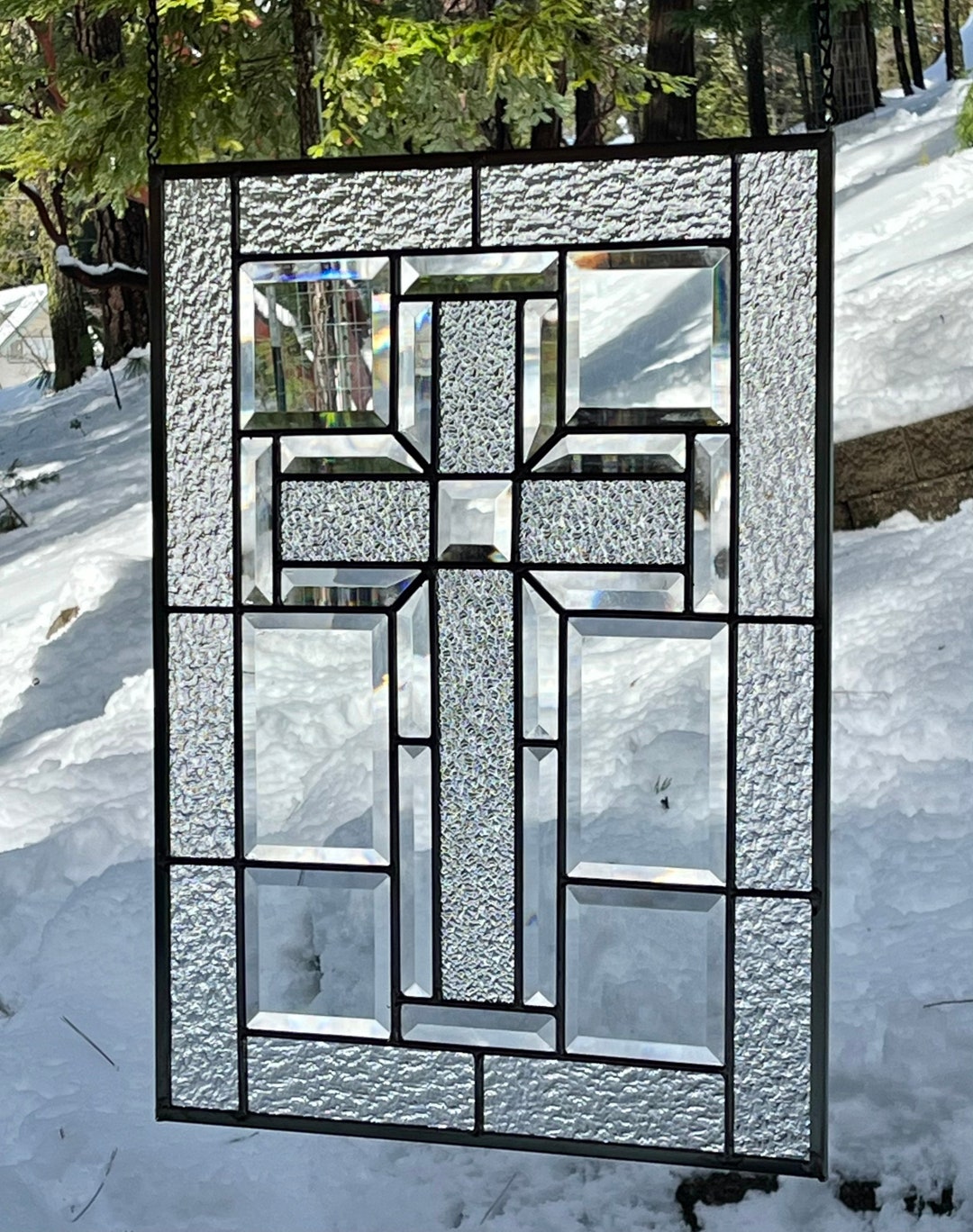 Cross Stained Glass Window - Free Shipping - Etsy