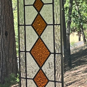 Amber Diamonds Stained Glass Window Horizontal or Vertical Display-free ...