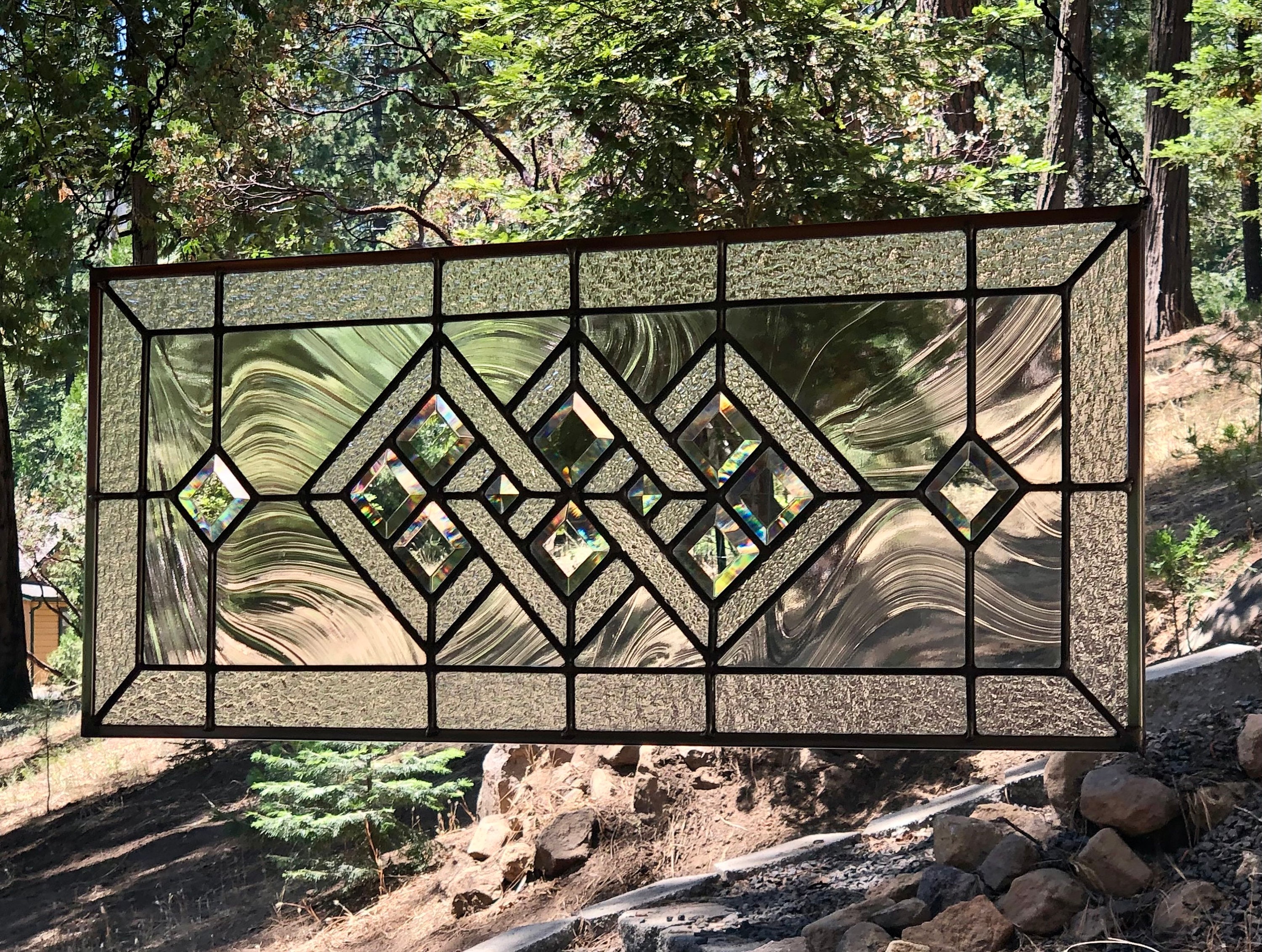 Interlocking Diamonds Stained Glass Window-Horizontal or | Etsy