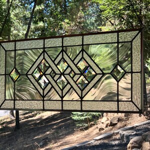 Interlocking Diamonds Stained Glass Window-Horizontal or | Etsy