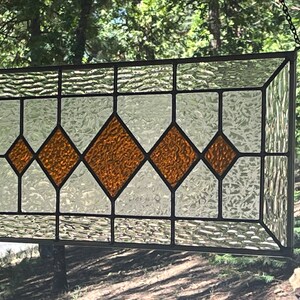 Amber Diamonds Stained Glass Window Horizontal or Vertical Display-free ...
