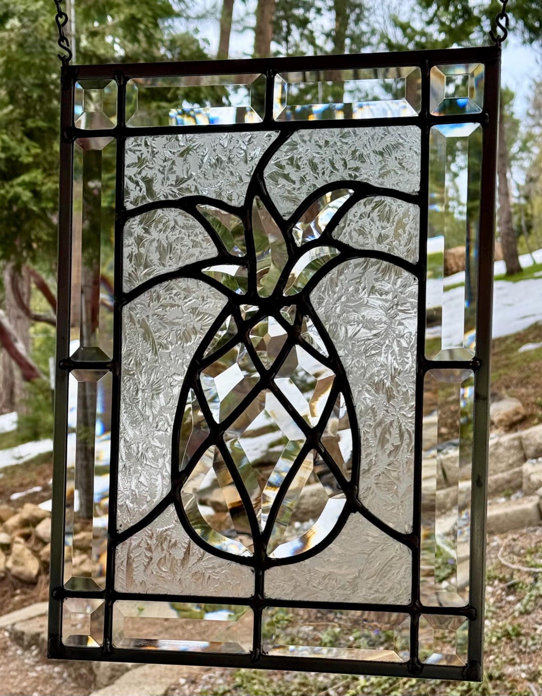 Pineapple Bevel Cluster Stained Glass Window - Free Shipping - Etsy