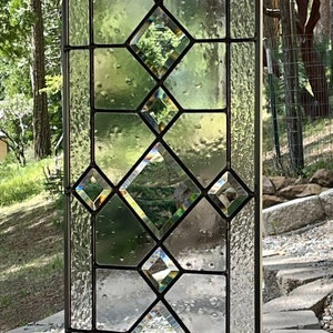 Clear With Diamonds Stained Glass Window Horizontal or Vertical Display ...