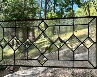 Unique Bevel Cluster Stained Glass Window Horizontal or Verical Display ...