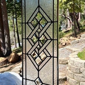Interlocking Diamonds Stained Glass Window Panel: Beveled Accents-free ...