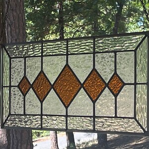 Amber Diamonds Stained Glass Window Horizontal or Vertical Display-free ...