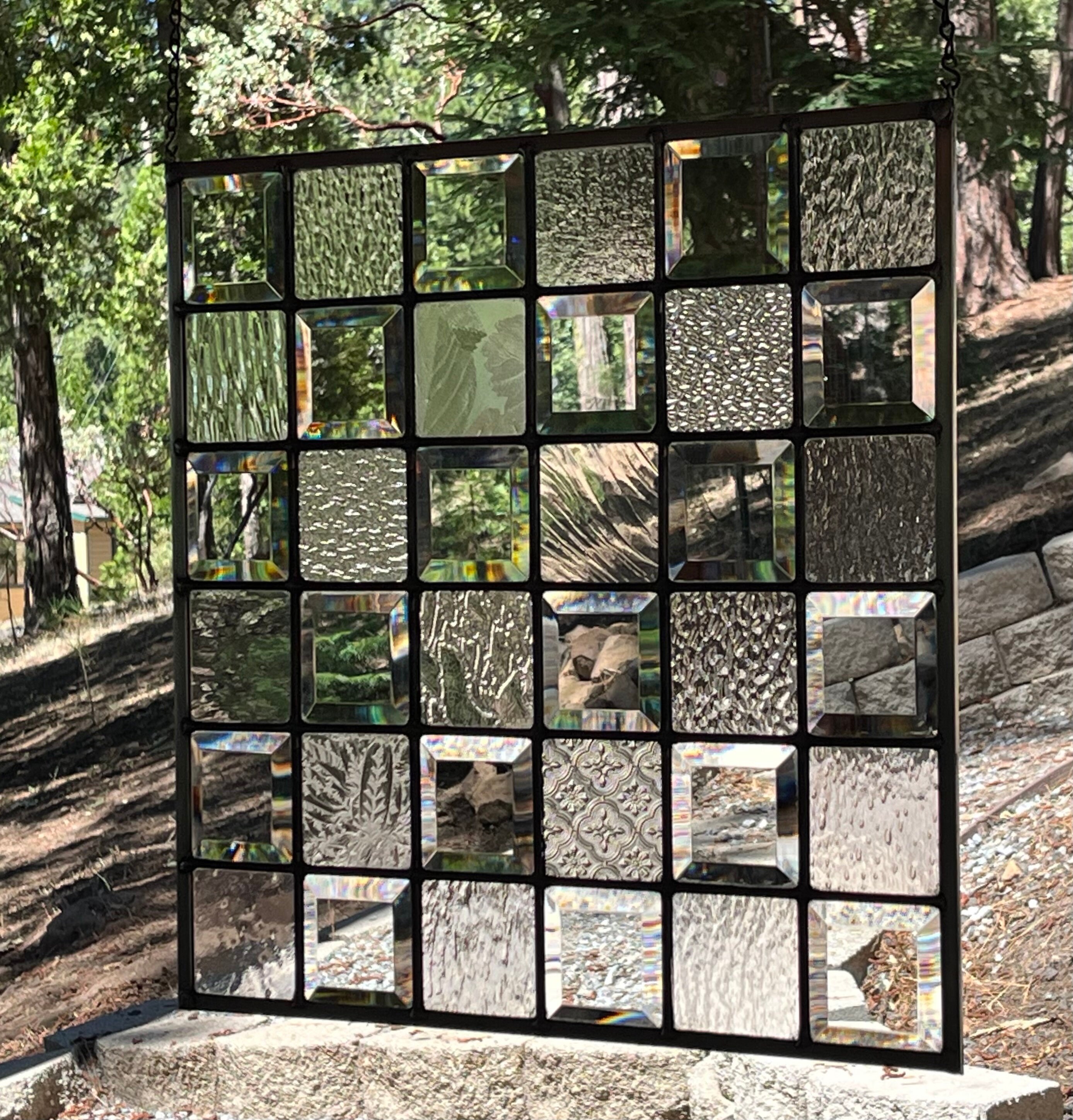 Beveled Stained Glass Window Panel: Clear Textured Glass Sampler-free ...
