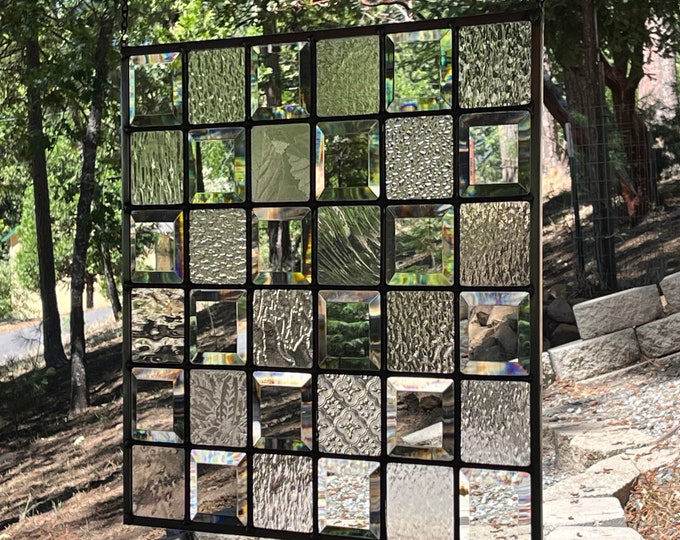 Beveled Stained Glass Window Panel: Clear Textured Glass Sampler-free ...