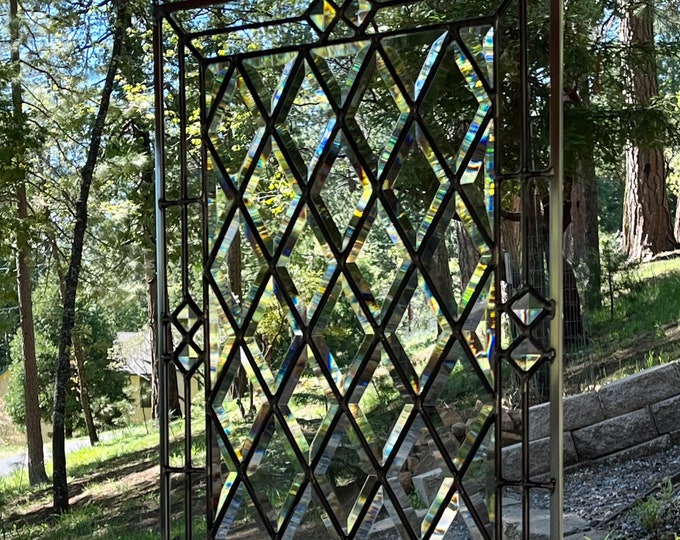 All Clear Beveled Diamonds Stained Glass Window Free - Etsy