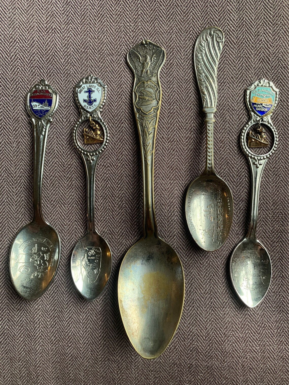 Souvenir Spoons Lot of Five Military Memorabilia US Navy | Etsy
