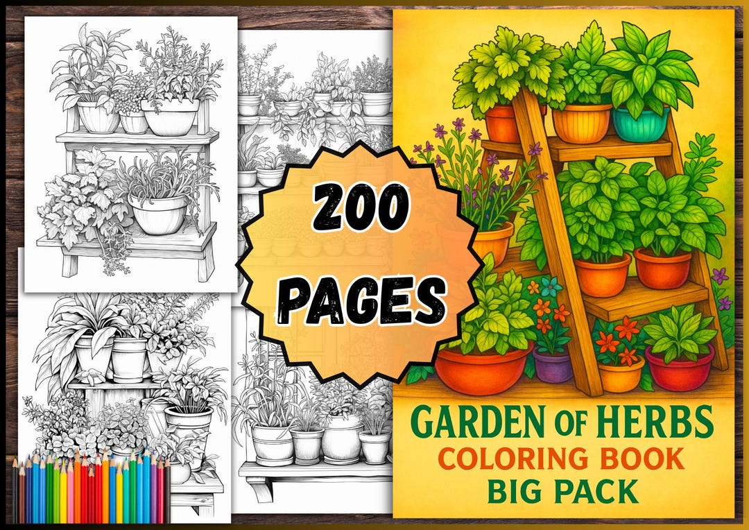 Garden of Herbs Coloring Book – Big Pack (200 PDF Pages) - Etsy Canada