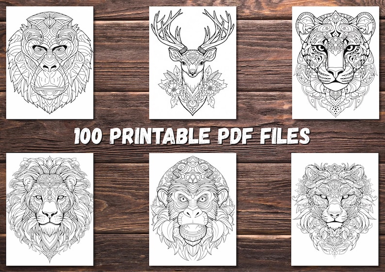 Animal Mandalas Coloring Book – 100 Relaxing Pages (PDF) - Etsy