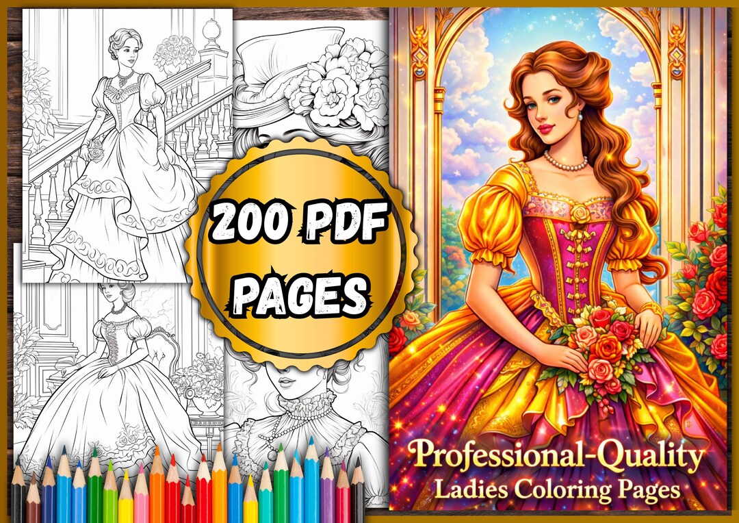 Professional-quality Ladies Coloring Pages – 200 PDF Pages - Etsy