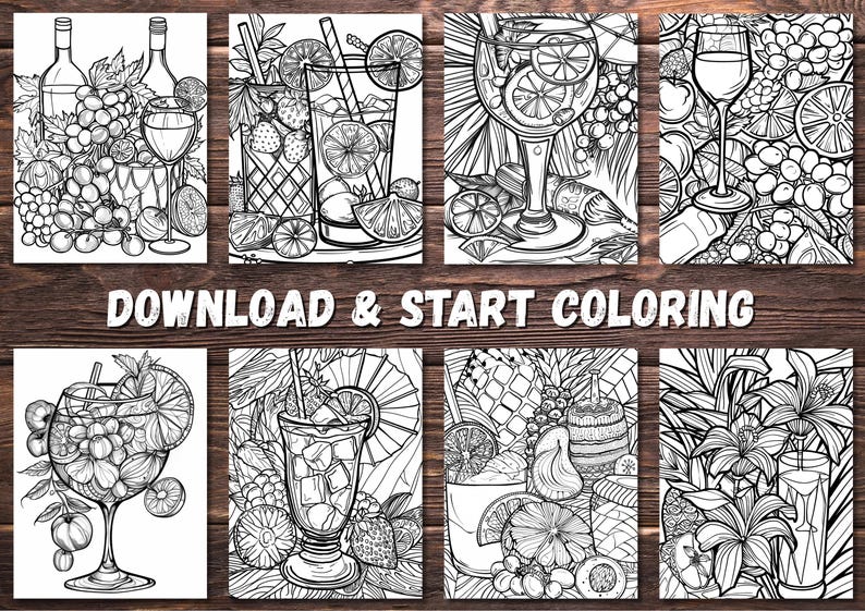 Food and Drinks Coloring Pages – 160 PDF Pages - Etsy
