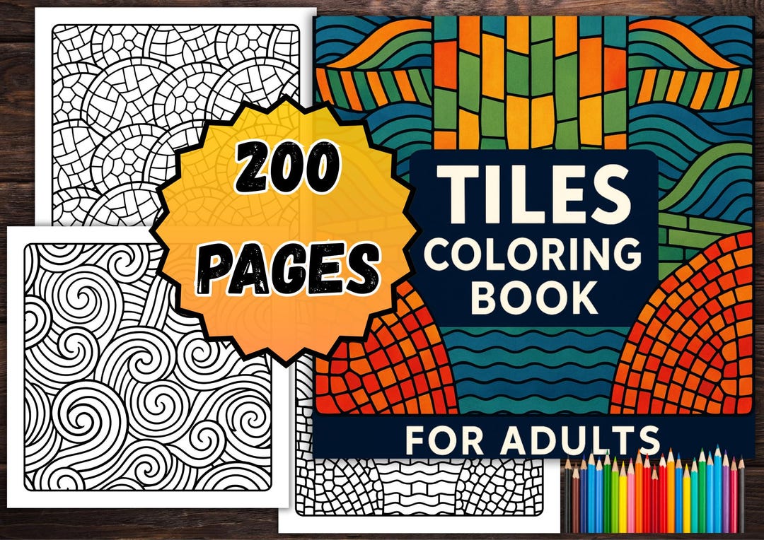 Tiles & Patterns Coloring Book for Adults – Big Pack 200 PDF Pages - Etsy
