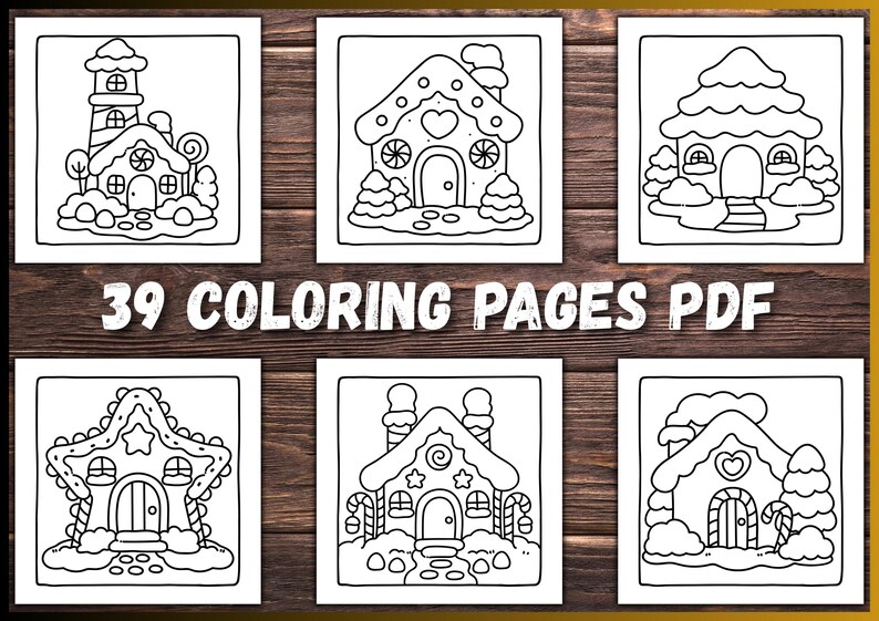 Christmas Houses Coloring Pages – 39 PDF Pages - Etsy