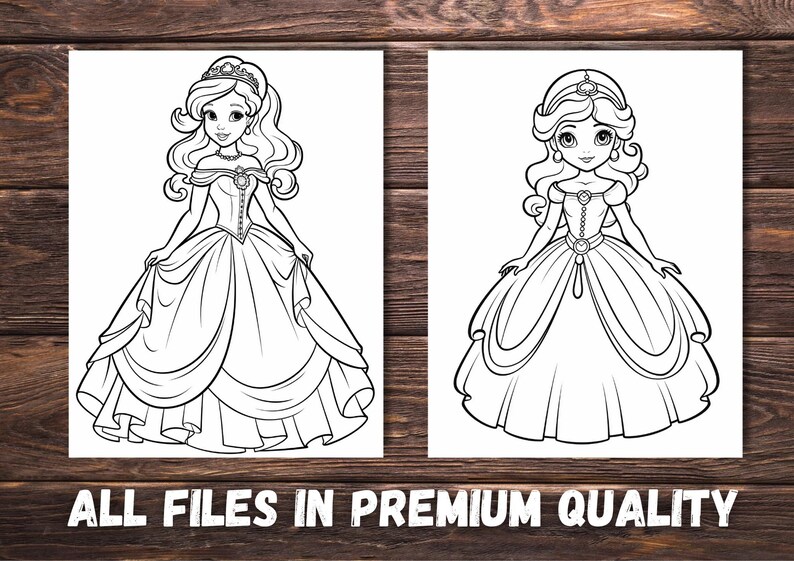 Cute Princess Coloring Book, 70 Printable Pages (PDF) - Etsy