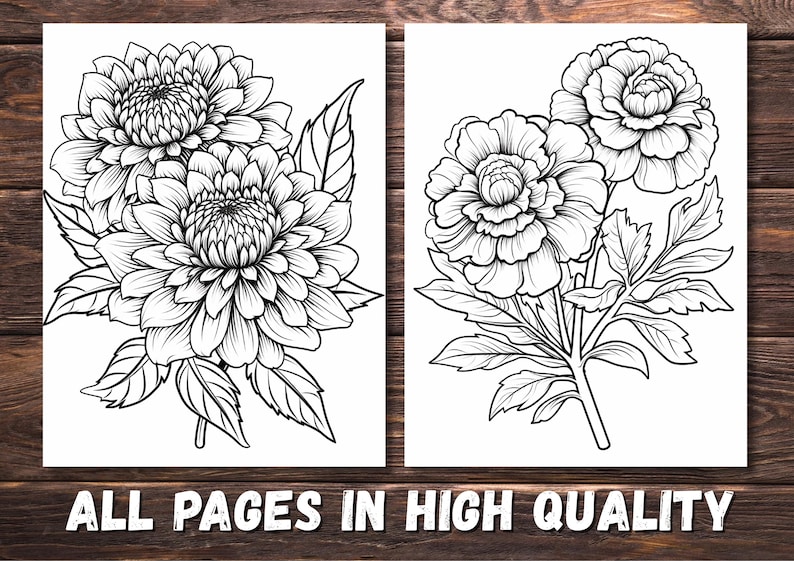 200 Elegant Flower Coloring Pages - Adults and Kids Coloring Book ...
