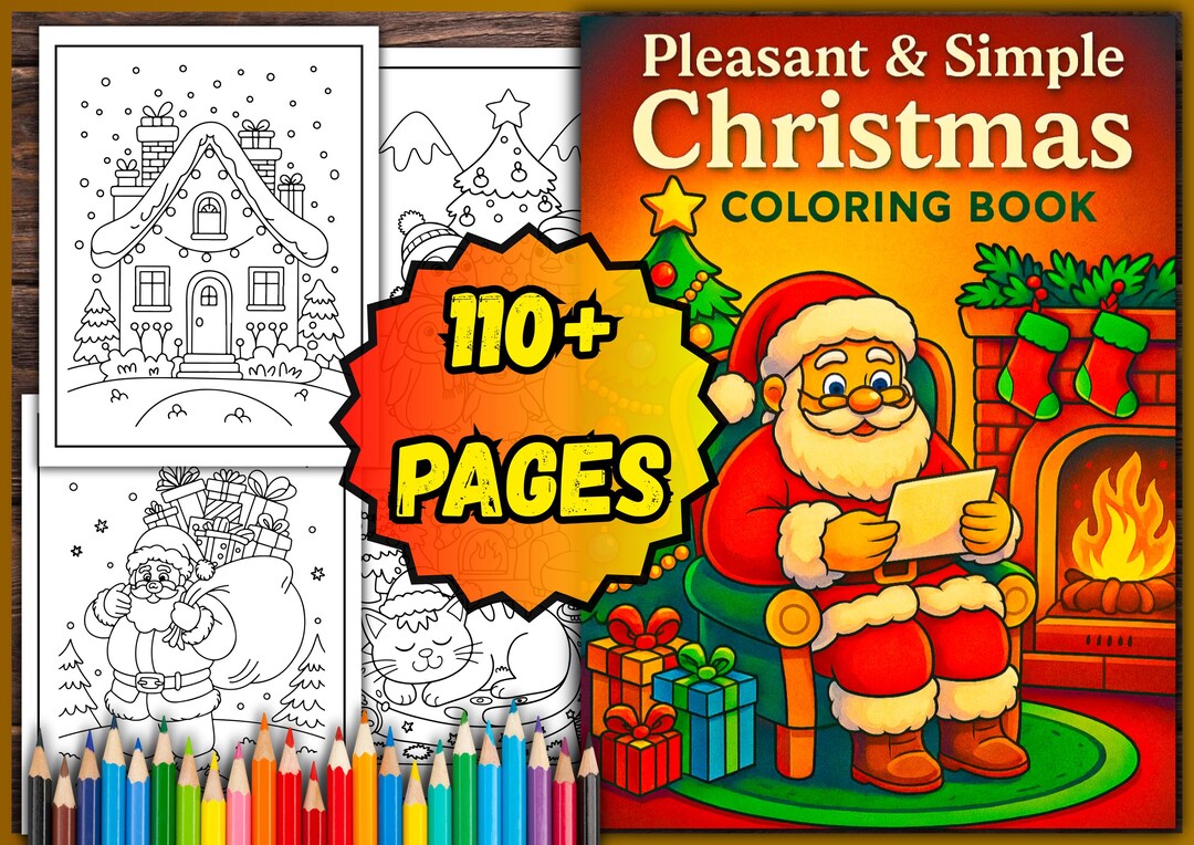 Pleasant & Simple Christmas Coloring Book for Kids and Adults – 110 ...