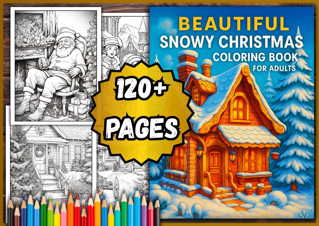 Snowy Christmas Coloring Book for Adults - 120+ Relaxing PDF Pages - Etsy