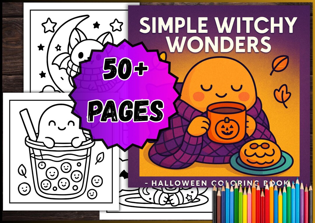Simple Witchy Wonders – Halloween Coloring Book, 50+ PDF Pages - Etsy