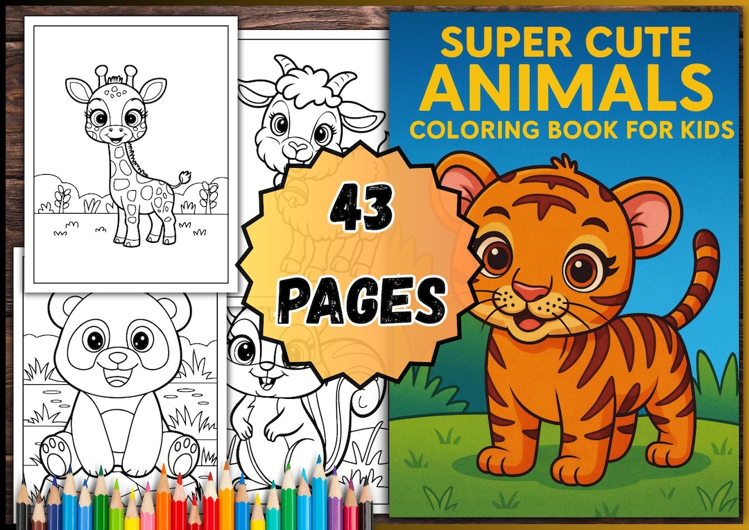 Super Cute Animals Coloring Book for Kids – 43 PDF Pages - Etsy