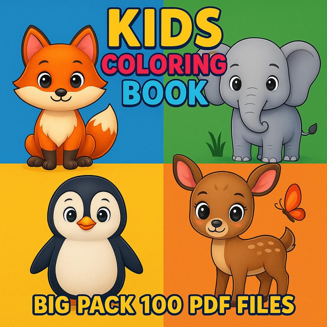 Kids Coloring Book – Big Pack 100 PDF Files - Etsy
