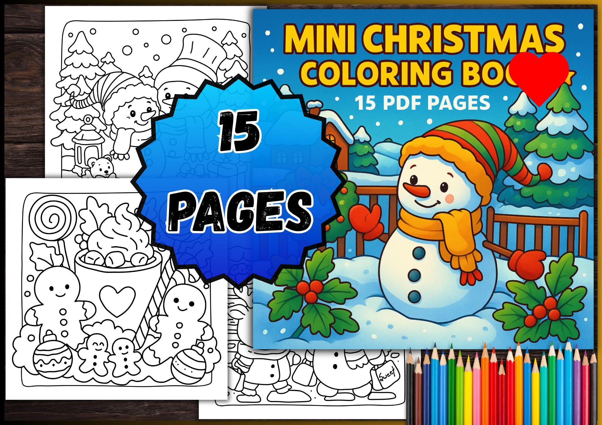 Mini Christmas Coloring Book – 15 PDF Pages - Etsy