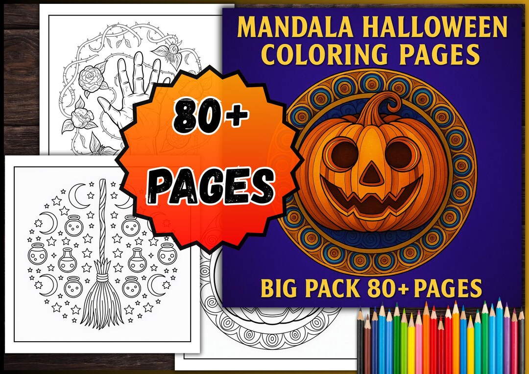 Mandala Halloween Coloring Pages – Big Pack 80+ Pages - Etsy