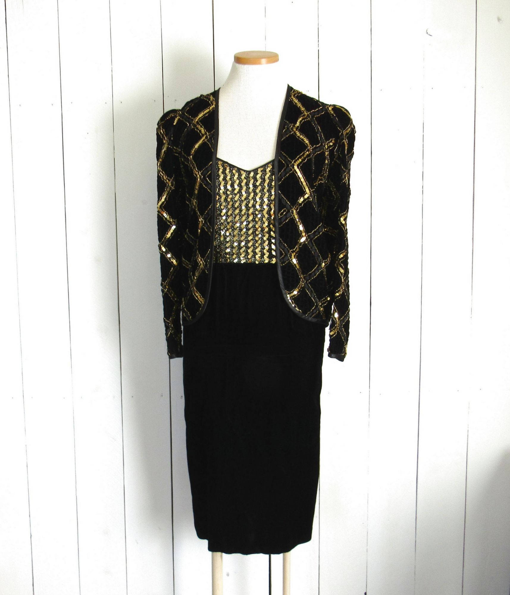 Velvet Sequin Dress - Vintage Glam Rock Cocktail Dress Velvet Sequin Dress - Vintage Glam Rock Cocktail Dress