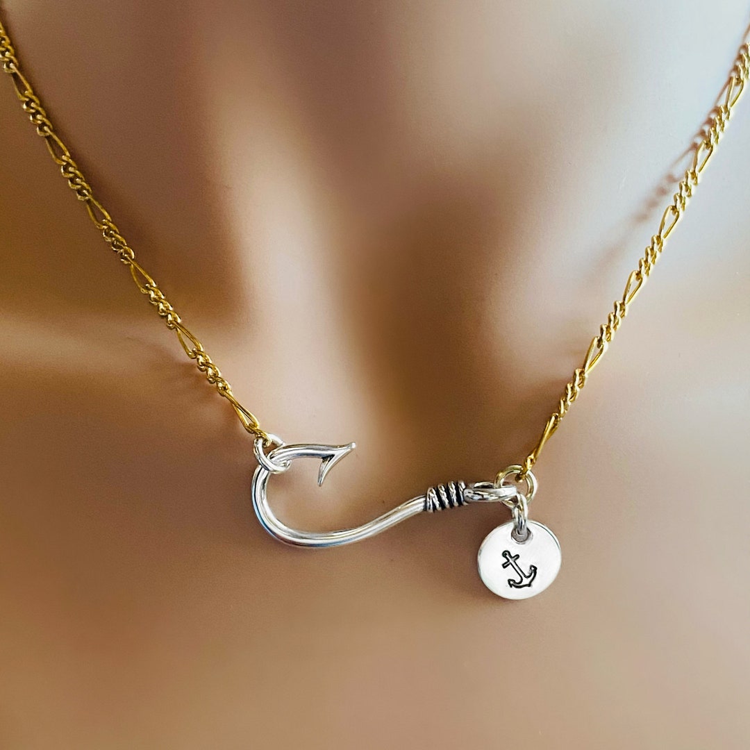 Gold Filled Chain With Sterling Silver Fishhook Monogrammed Charm ...