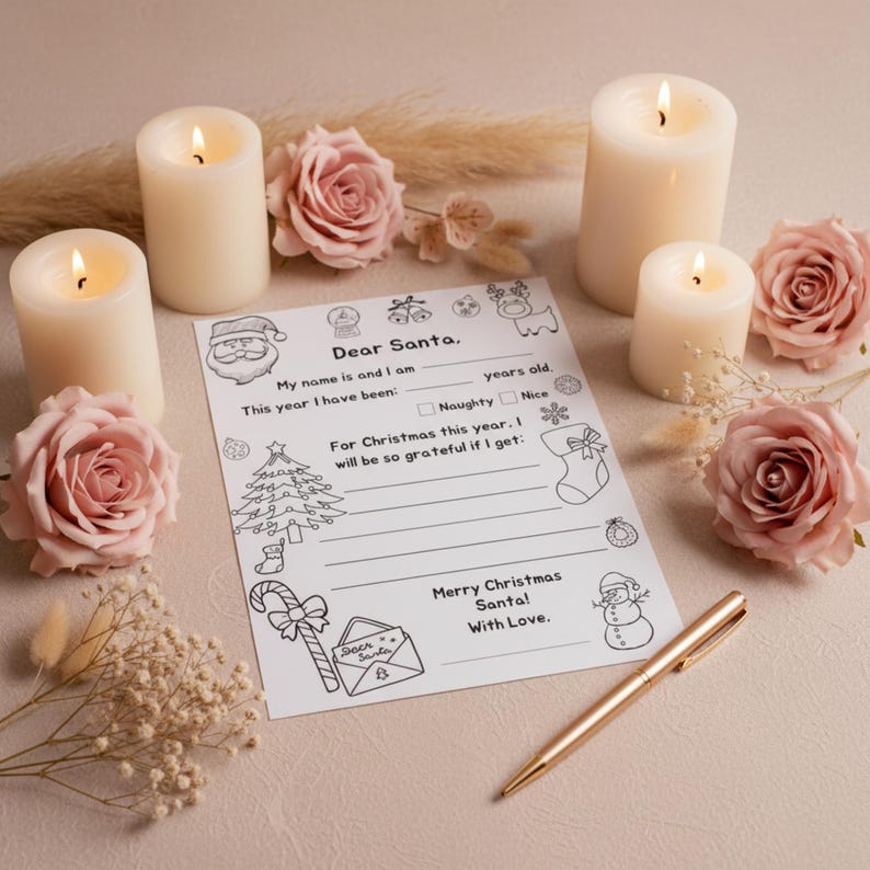 Santa Letter and Coloring Page | Printable Christmas Activity for Kids ...