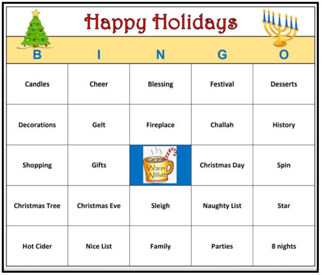 Christmas & Hanukkah Bingo - Holiday Game to Celebrate Together ...