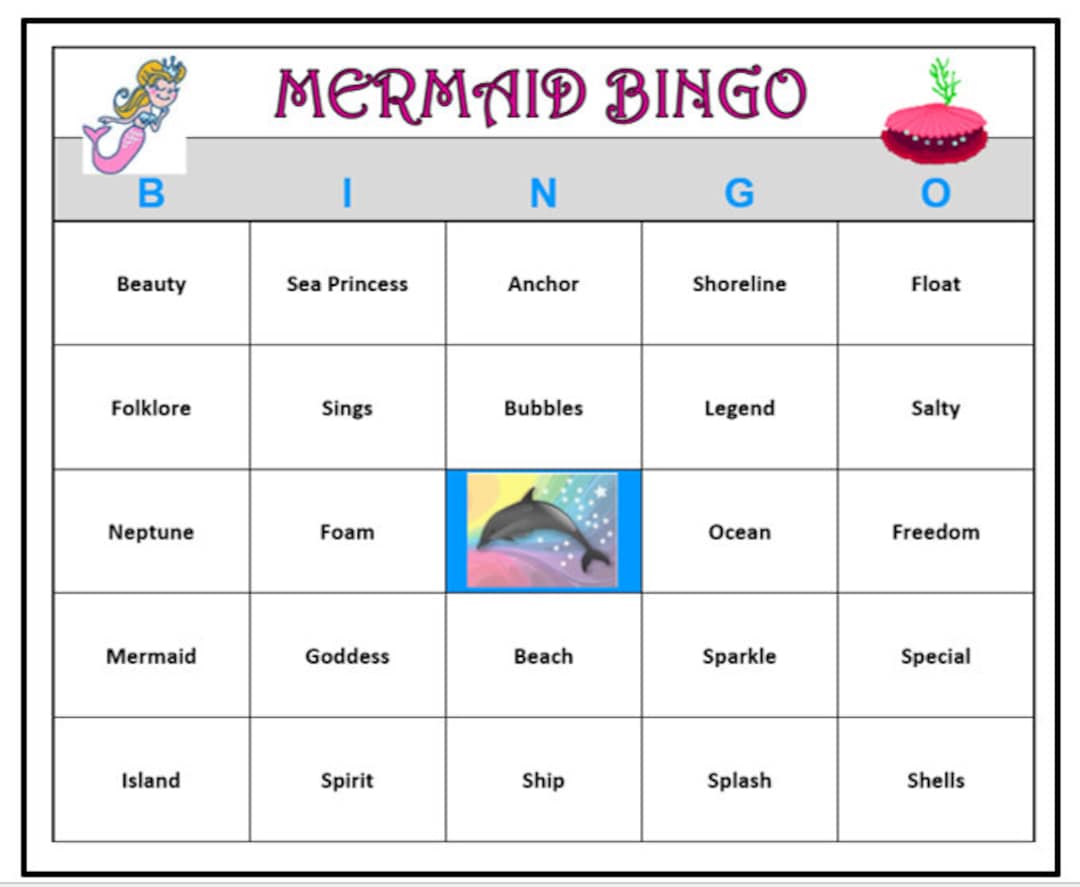 Mermaid Bingo Game 60 Cards Very Fun for All Ages Print and Play - Etsy
