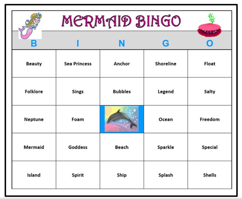 Mermaid Bingo Game 60 Cards Very Fun for All Ages Print and - Etsy