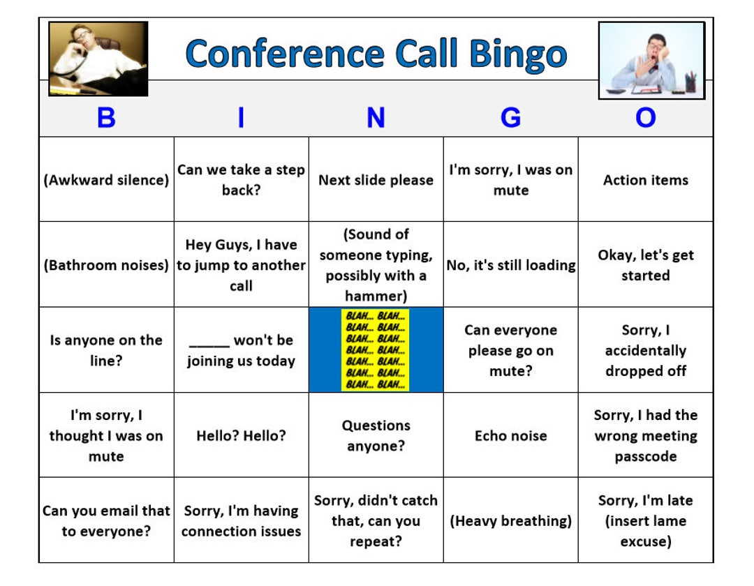 Conference Call Bingo Game-hilarious Game for Your Business Event or ...