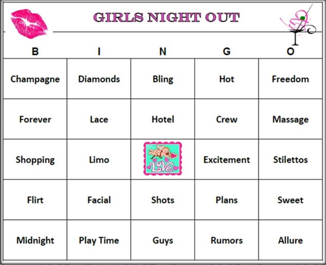 Personalized Girl's Night Out Bingo Game - Fun Way to Celebrate Girl ...