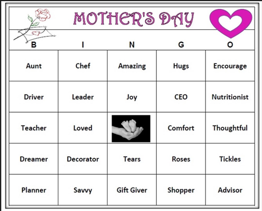 Mother's Day Bingo Game- Celebrate and Thank Mom With Inspirational ...