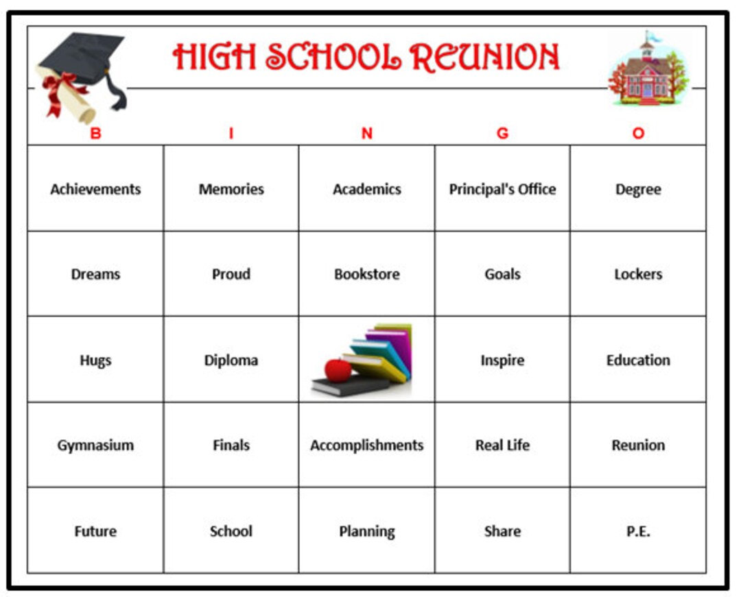 High School Reunion Bingo-fun Mixer Game, Download, Print and Play! 60 ...