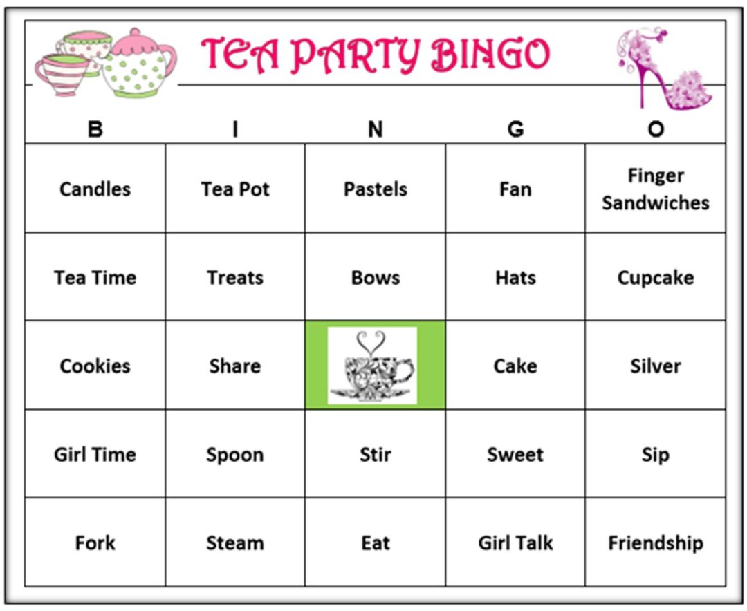 Tea Party Bingo Game-celebrate Girl Time, Teatime Fun -perfect for Tea ...