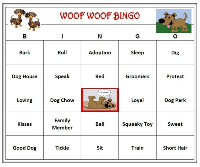 Dog Party Puppy Party Bingo Game 30 Cards Doggie Theme Bingo Words very ...