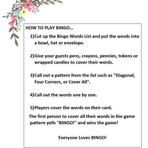 Valentine's Day Party Bingo Game -words About Romance, for Office Party ...