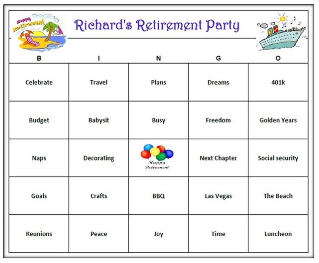 Retirement Party Bingo Game, Celebrate a Special Retiree -very Fun ...