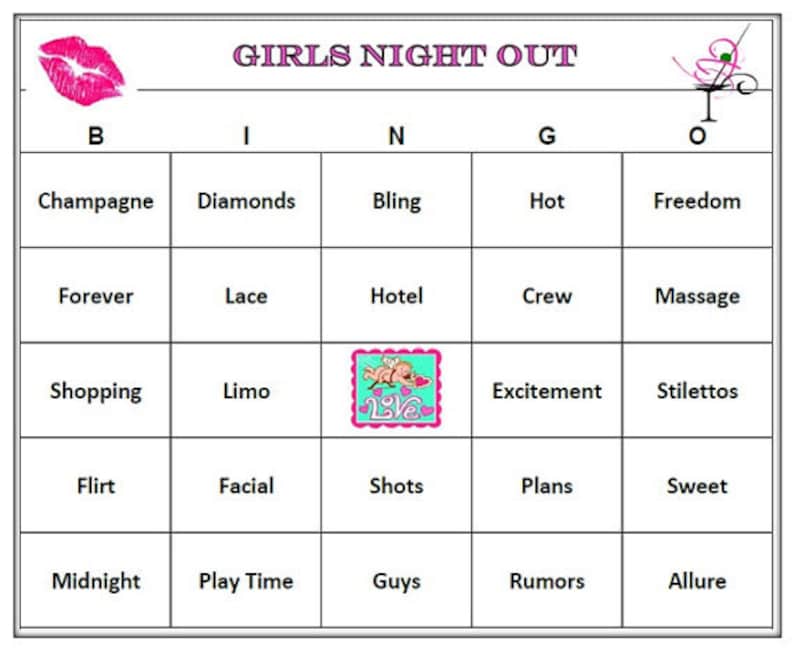 Personalized Girl's Night Out Bingo Game Fun Way to - Etsy UK