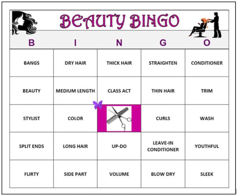 Hair Salon Beauty Bingo-- Cosmetology Game for Hair Stylist, Beauty ...