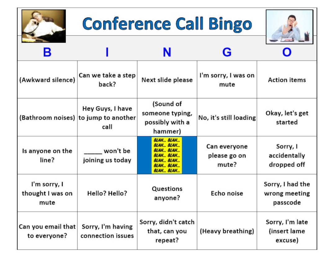 Conference Call Bingo Game-hilarious Game for Business Event or Virtual ...