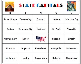 U.S. State Capitals Bingo Game 60 Cards Classroom Teaching | Etsy