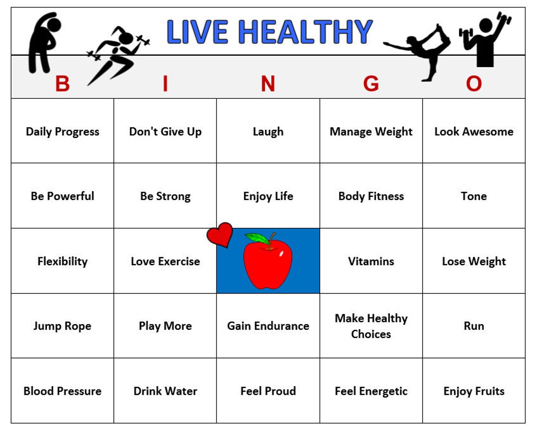 Live Healthy Bingo Game 30 Cards Fitness, Wellness, Healthy Living Words positive Phrases, Very ...